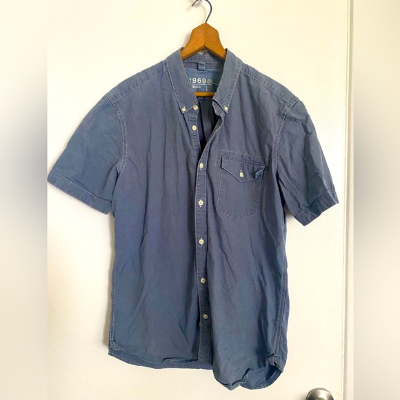 GAP | Shirts | Gap Mens Chambray Short Sleeve Button Up Size Large 0 ...